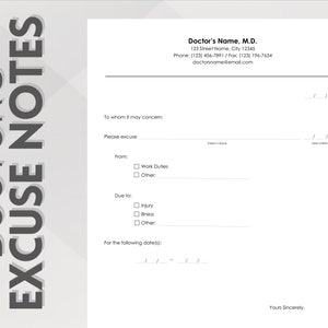 Editable Doctors Excuse Note Template, Fake Doctors Note, Medical Note ...