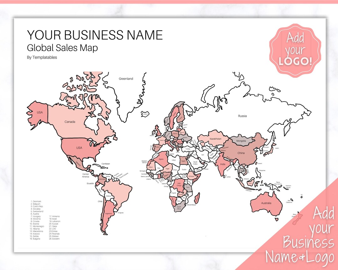 EDITABLE GLOBAL Sales Map, Etsy World Sales Tracker, Business Sales Map ...