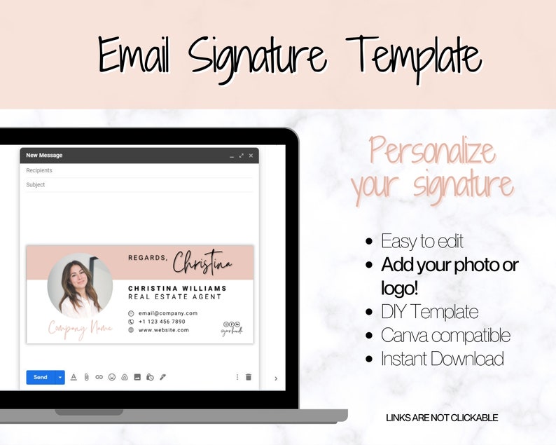 Email Signature Template With Logo & Photo Editable Canva - Etsy