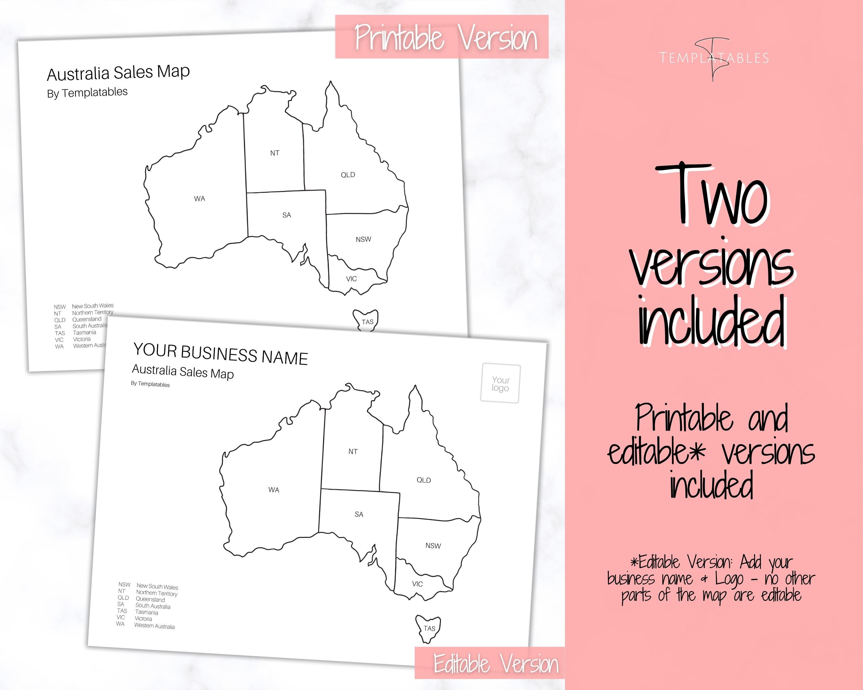Australia Sales Map EDITABLE Etsy Sales Map Small Business - Etsy UK