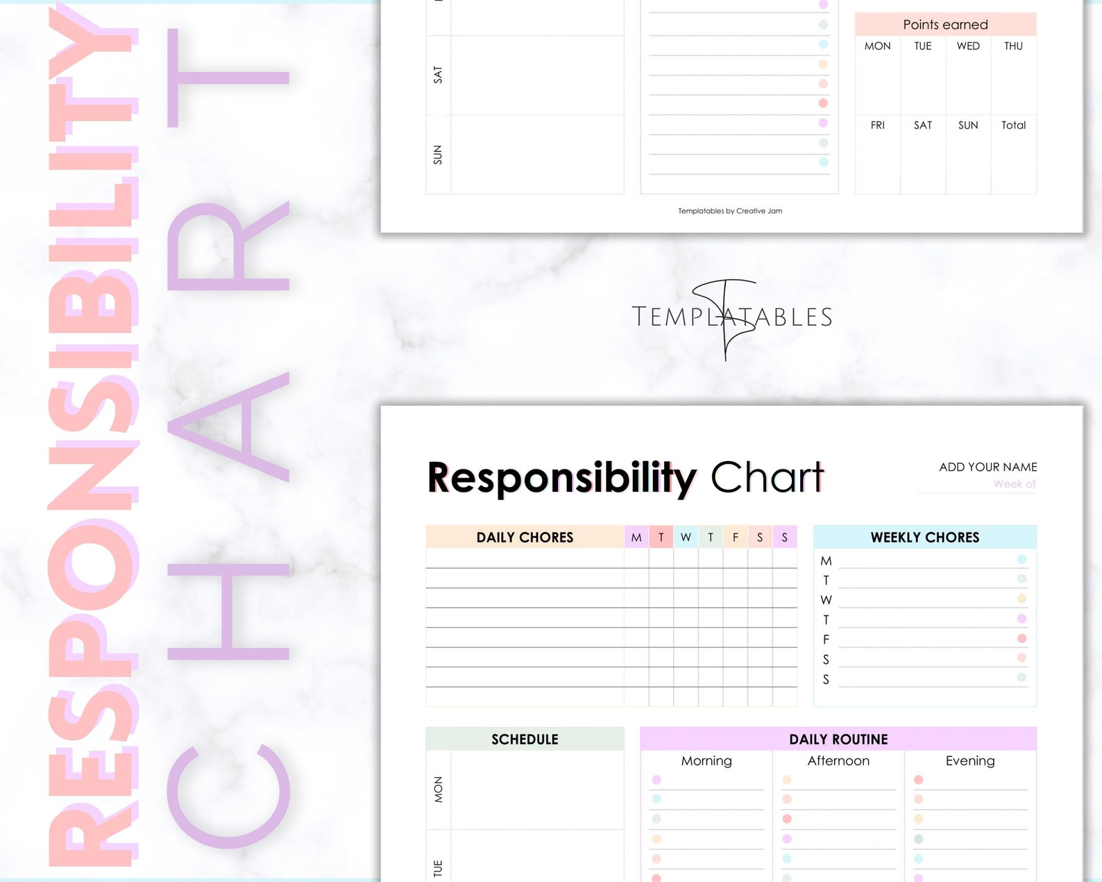 EDITABLE Chore Chart for Kids, Responsibility Chart, Family Chore Chart ...