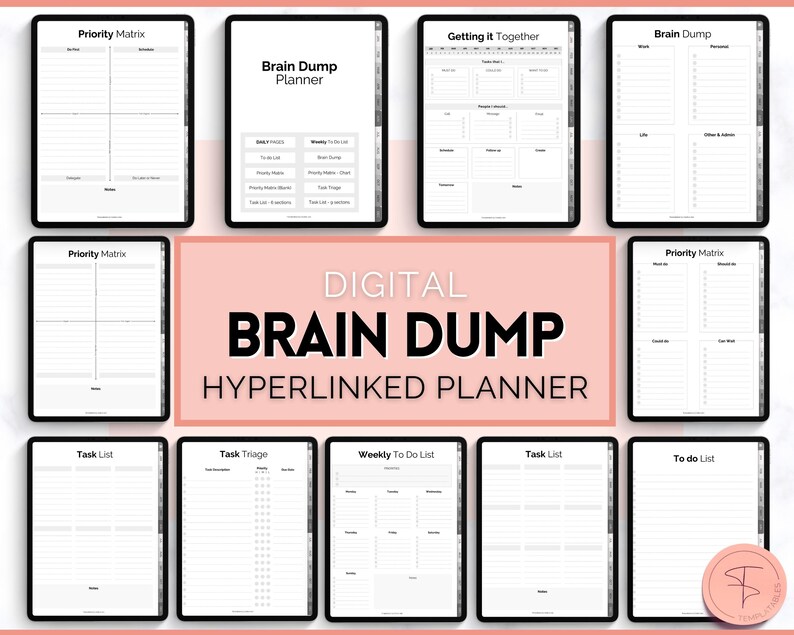 DIGITAL Brain Dump Planner to Do List Printable ADHD Daily - Etsy
