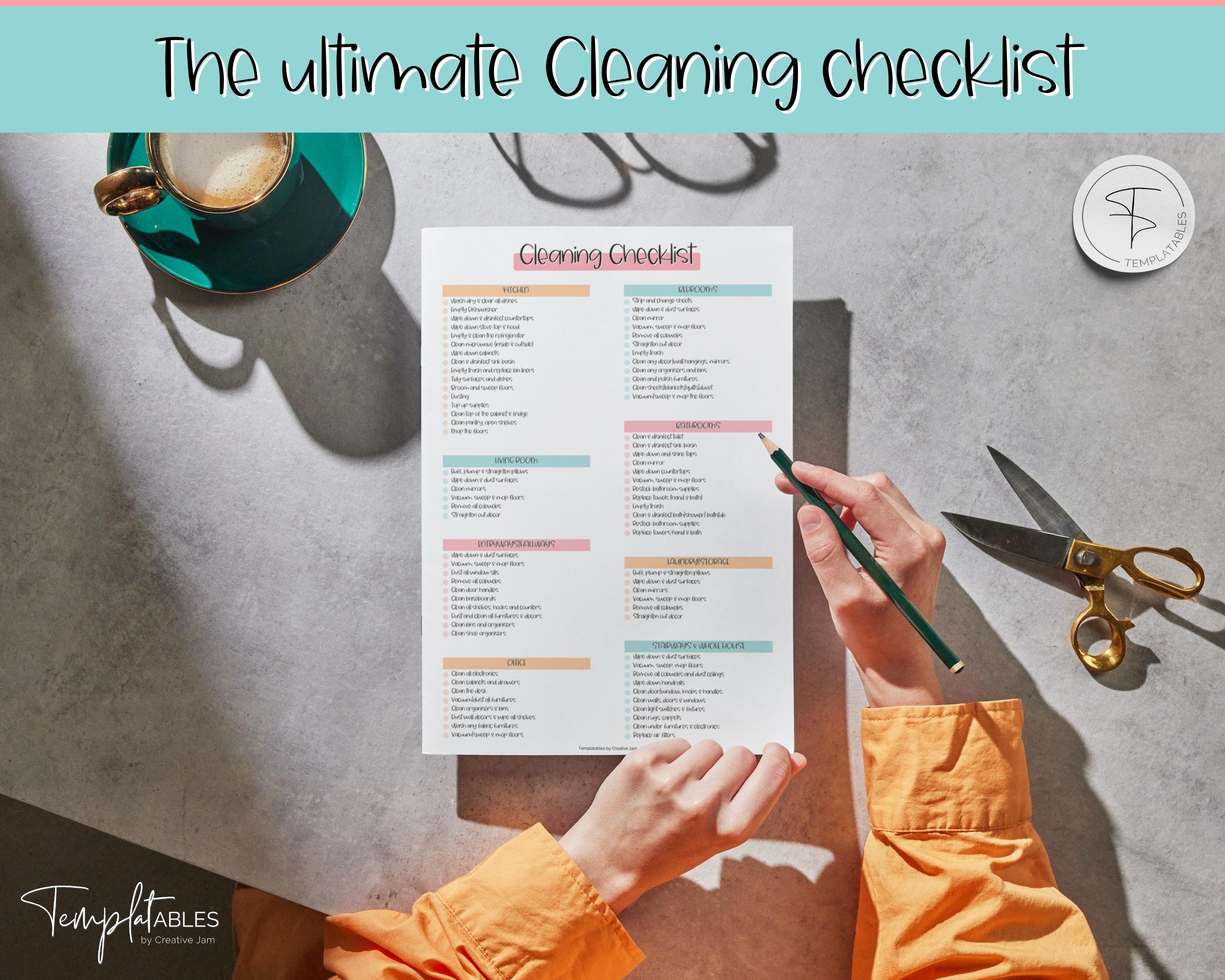 Cleaning Checklist Printable, Cleaning Planner, Master Cleaning ...