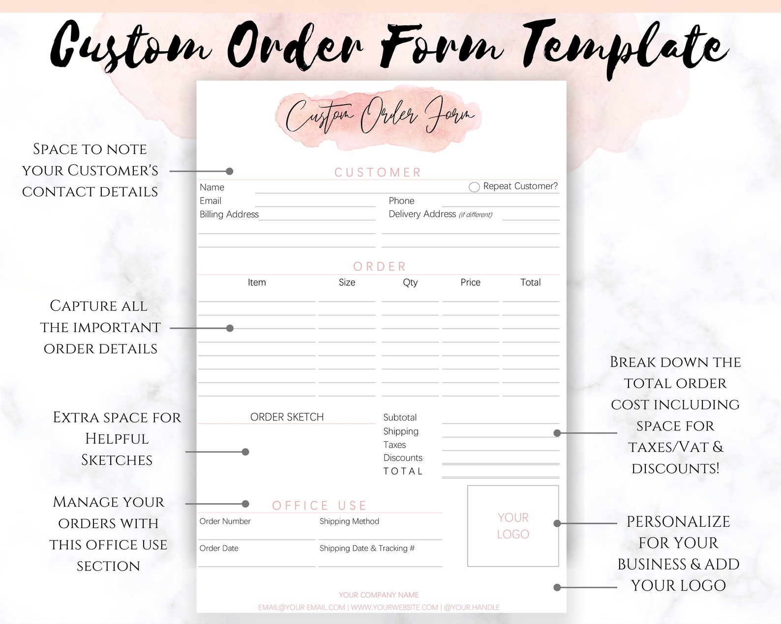 Custom ORDER FORM Template EDITABLE Crafters Invoice Receipt - Etsy UK