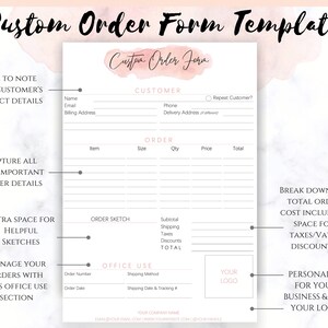 Custom ORDER FORM Template, EDITABLE Crafters Invoice Receipt Template, Custom Orders, Printable ...