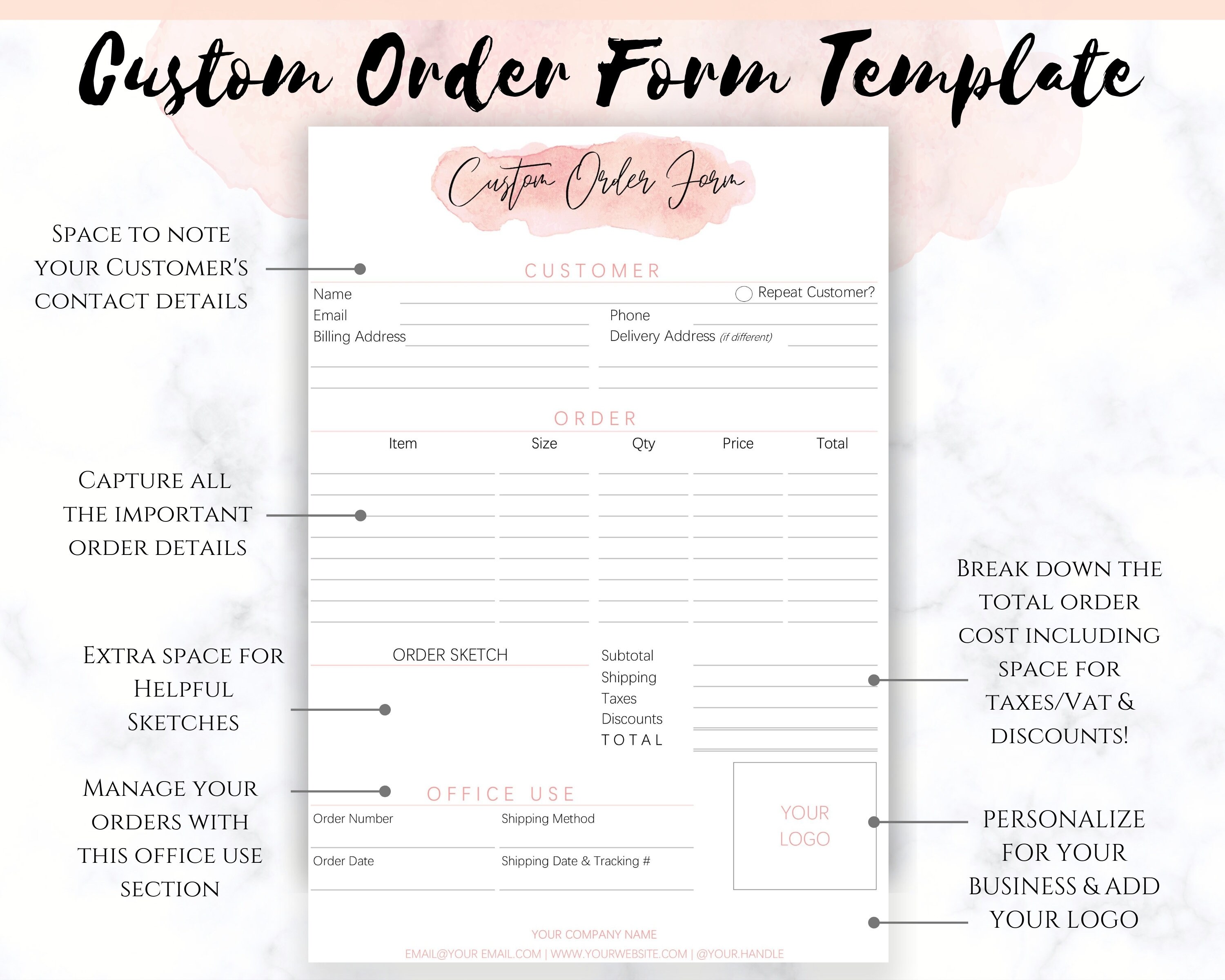 Custom ORDER FORM Template EDITABLE Crafters Invoice Receipt - Etsy UK