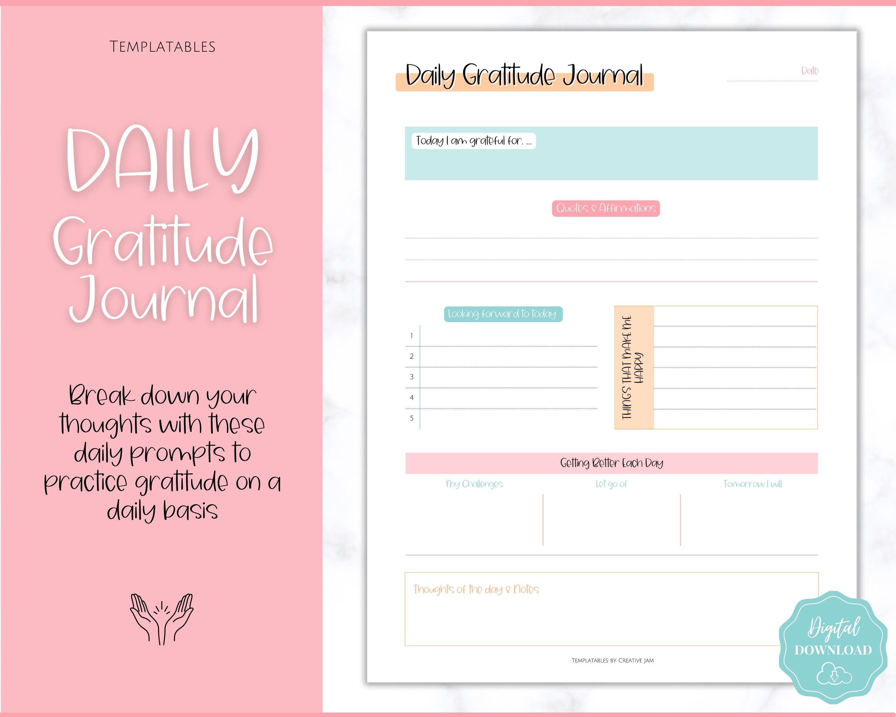 Printable Gratitude Journal BUNDLE! Mindfulness Log, Gratitude Template ...