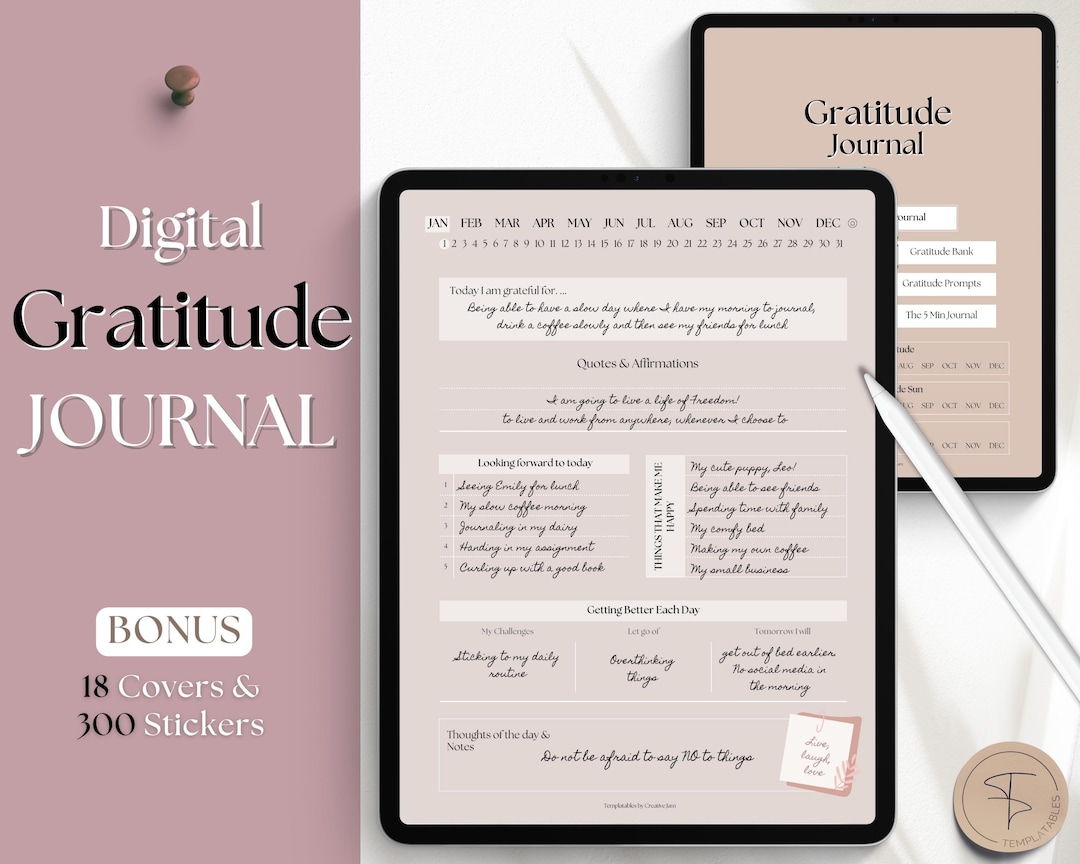 Digital Gratitude Journal, Daily Mindfulness Journal, Goodnotes Digital ...