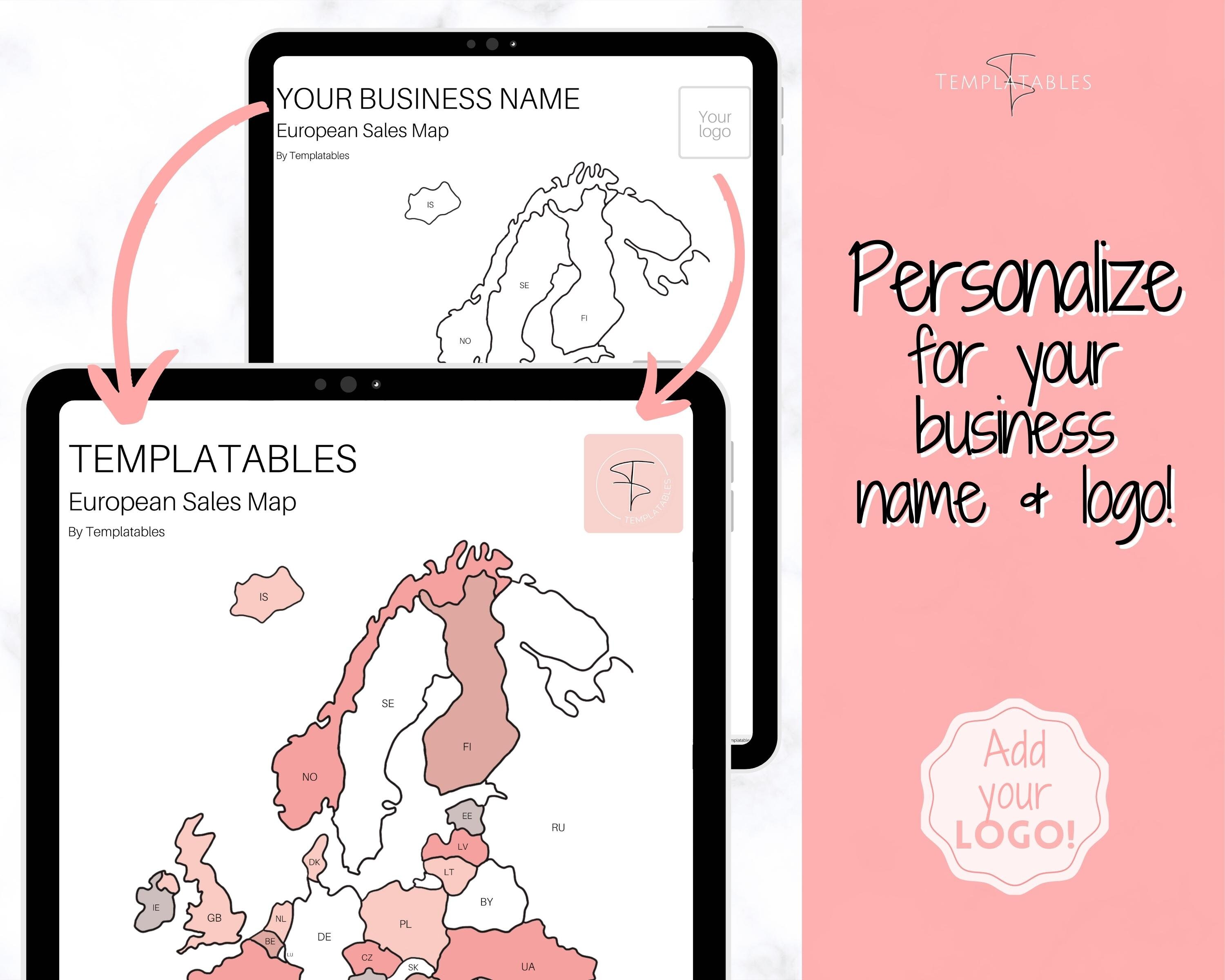 Sales Tracker EDITABLE Europe Sales Map Etsy European | Etsy