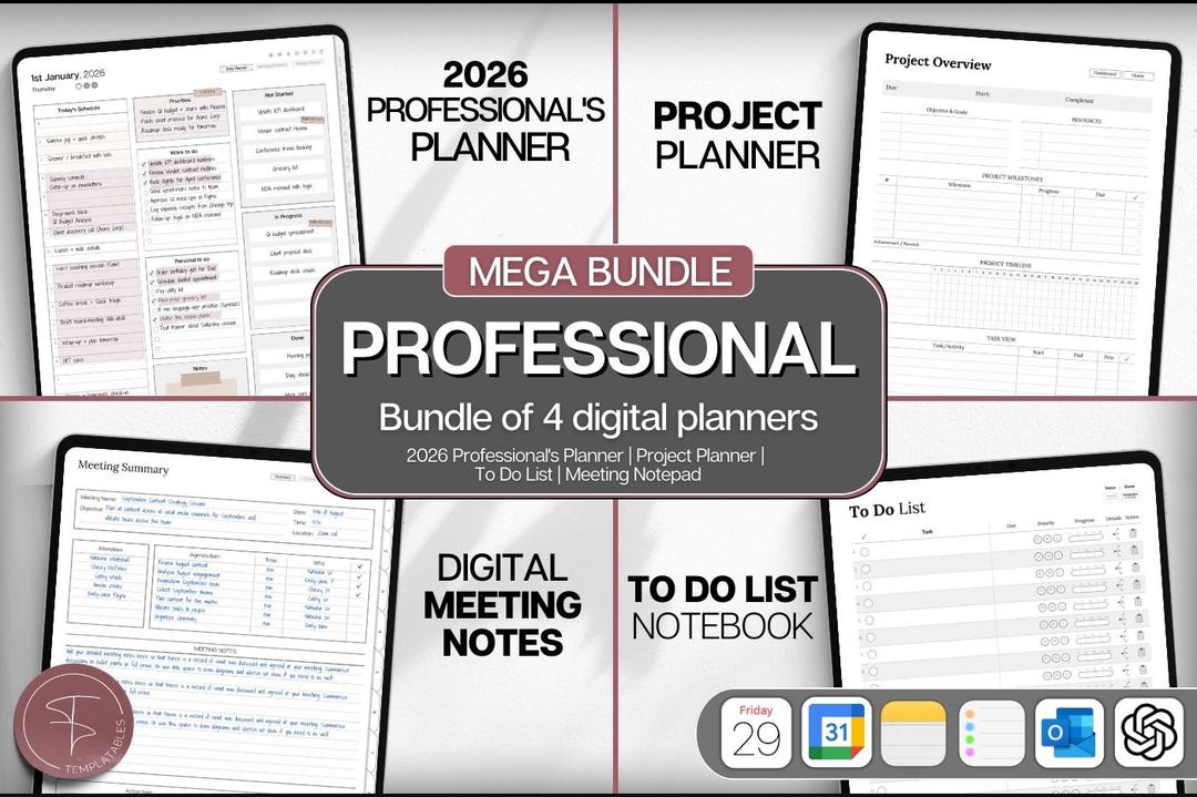 2026 Digital Planner MEGA BUNDLE for Professionals | Daily Planner ...