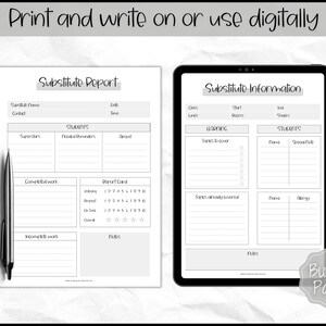 Substitute Teacher Report, Printable Teacher Planner Template, While ...