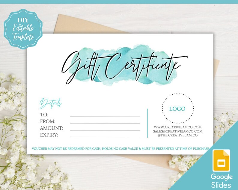 Gift Voucher Gift Certificate Template. Editable Gift Card | Etsy