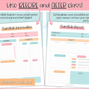 Substitute Teacher Note, Printable Teacher Planner Template, While You ...
