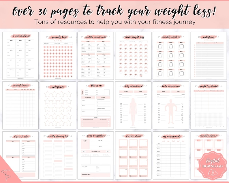 Weight Loss Tracker Weightloss Journal Fitness Planner - Etsy