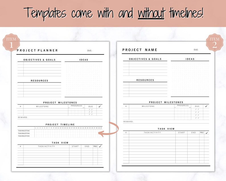 EDITABLE Project Planner Printable. Template BUNDLE Work | Etsy