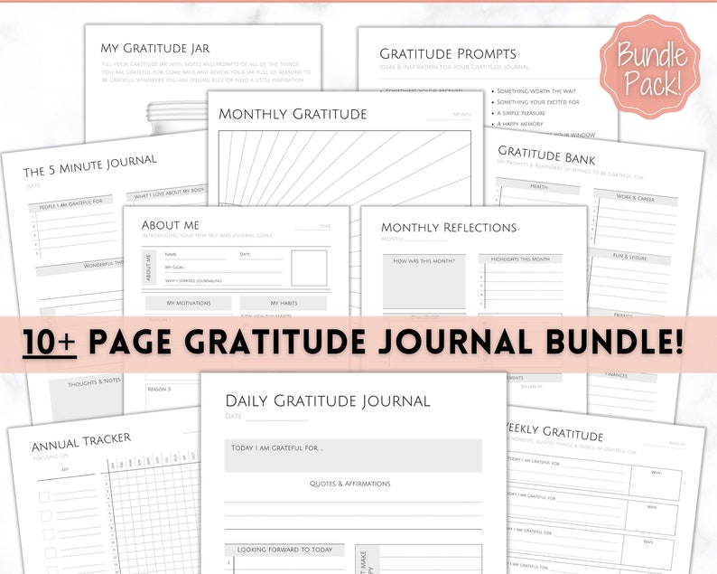 Gratitude Journal Printable BUNDLE Mindfulness Log Gratitude - Etsy