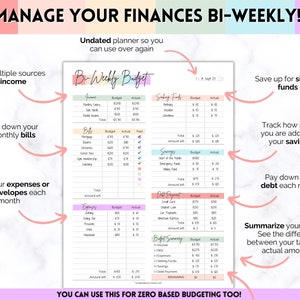EDITABLE Biweekly Budget Planner, Bi-weekly Template, PDF Printable ...