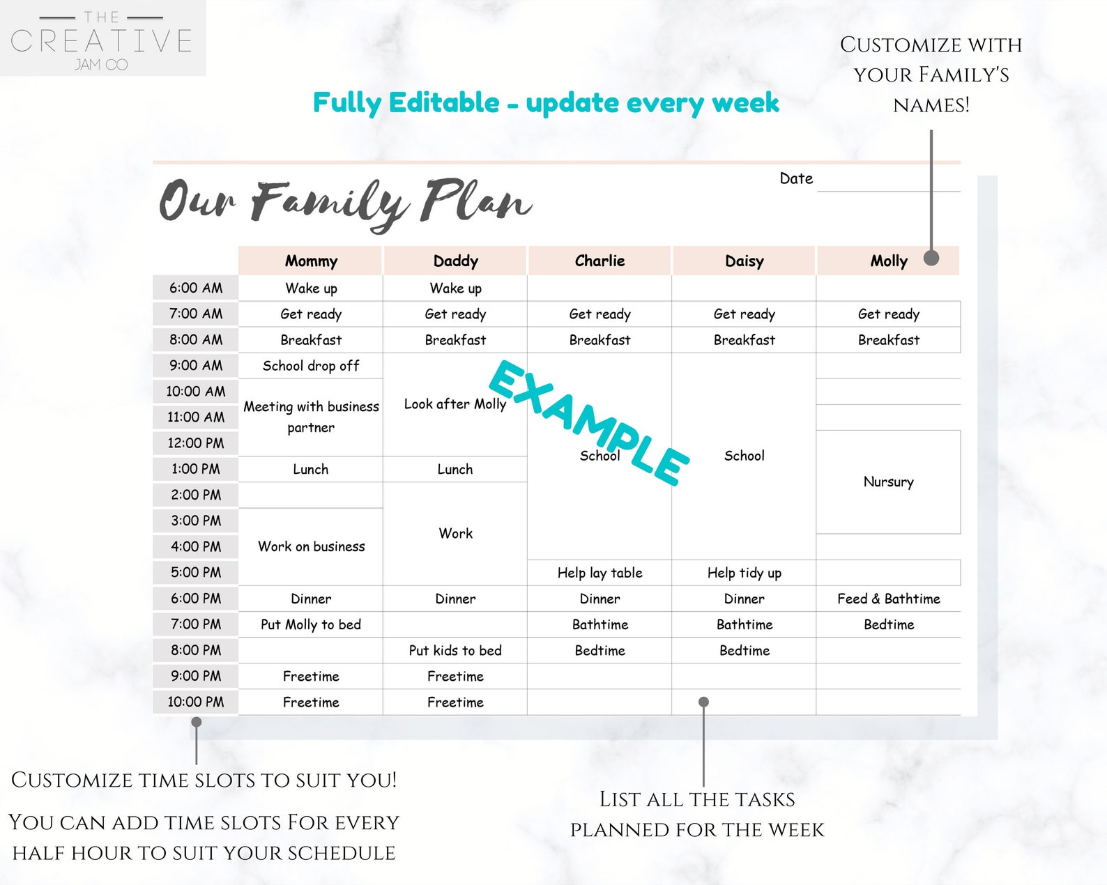 EDITABLE Weekly FAMILY PLANNER Family Planner Printable | Etsy UK