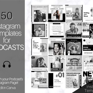 50 Instagram Templates. Podcast Instagram Square Posts & Stories Canva ...