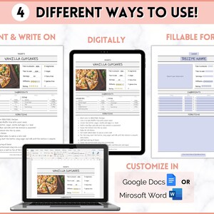 EDITABLE Recipe Sheet Template, Recipe Book Template, Recipe Cards ...