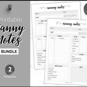 Nanny Notes Template, Nanny Schedule & Report for Baby, Babysitter Info ...