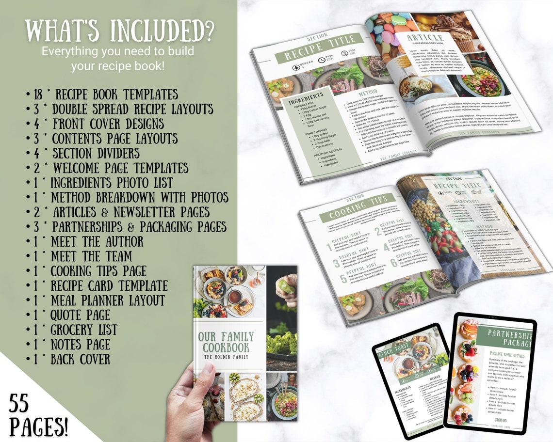 Cookbook Template, Canva Recipe Book Template, Editable Ebook, Recipe ...