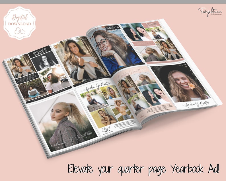 QUARTER Page Yearbook Template Senior & High School - Etsy
