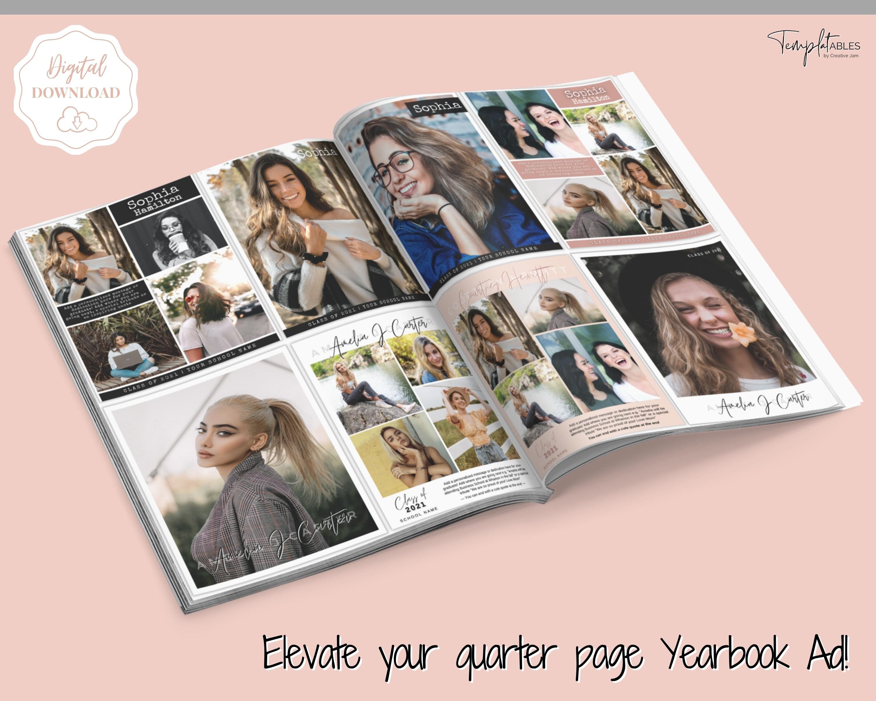 QUARTER Page Yearbook Template, Senior & High School Graduation, Grad ...