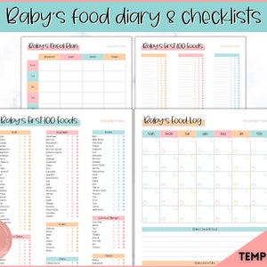 Baby Food Tracker Printable BUNDLE, Baby’s First Foods, Meal Planner ...