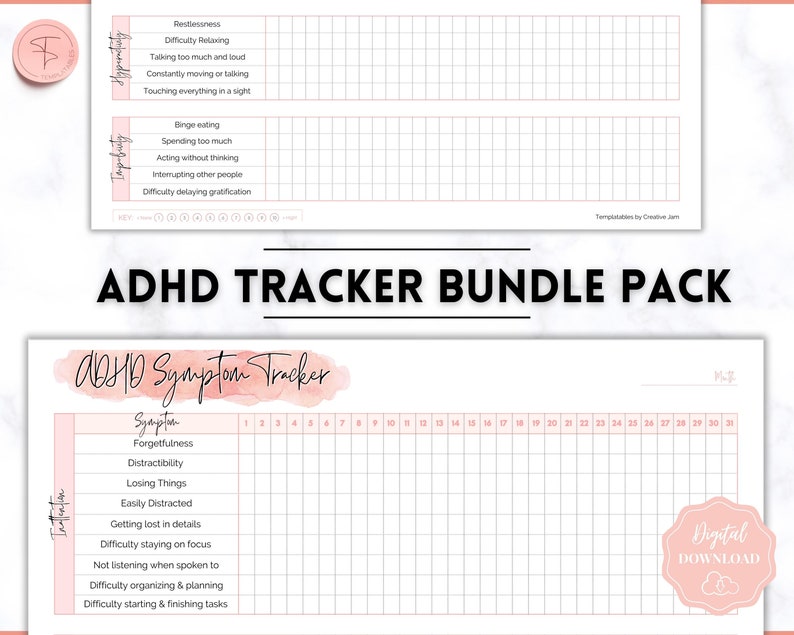 ADHD Symptom Tracker Behavior & Hygiene Tracker BUNDLE - Etsy