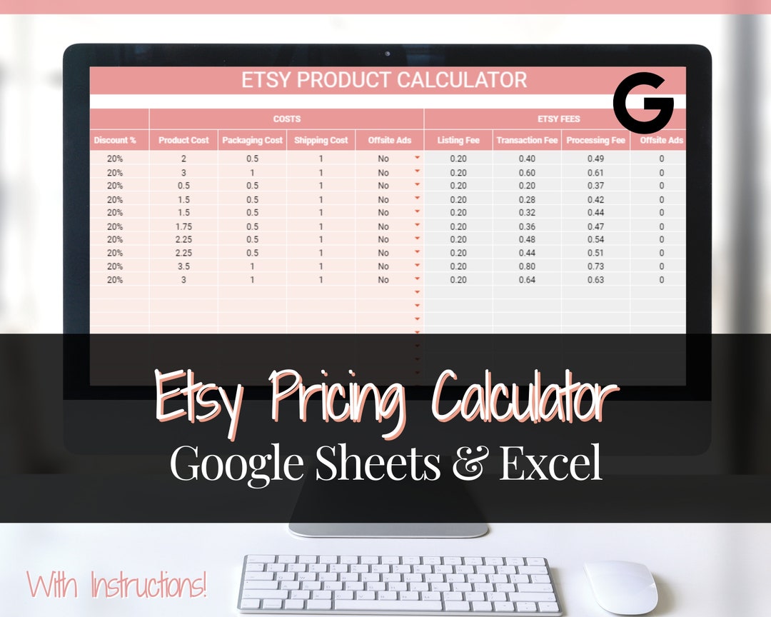 Etsy Pricing Calculator, Profit Spreadsheet for Small Business & Etsy ...