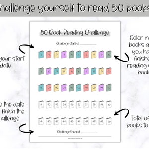 50 Book Challenge Printable, Reading Challenge BUNDLE, 50 Books, Kids ...