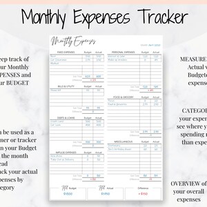 Monthly Expense Tracker Printable, Budget Planner, Budget Template ...