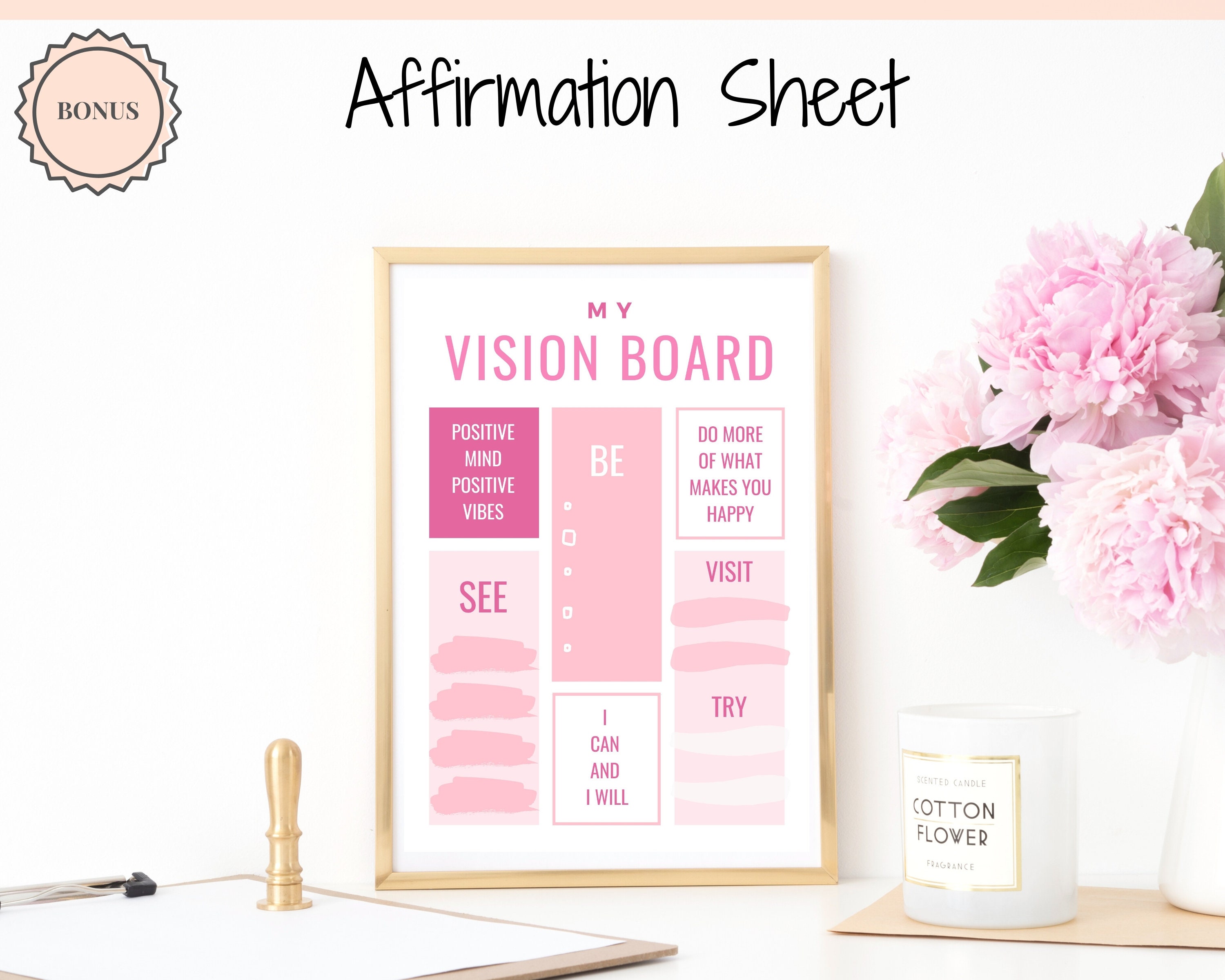 Vision Board Printables, Goal Planner Affirmation, Manifestation Law of ...