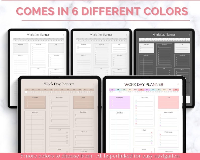Work Planner, Digital Planner, Work Day Organizer, Daily Planner, Work ...
