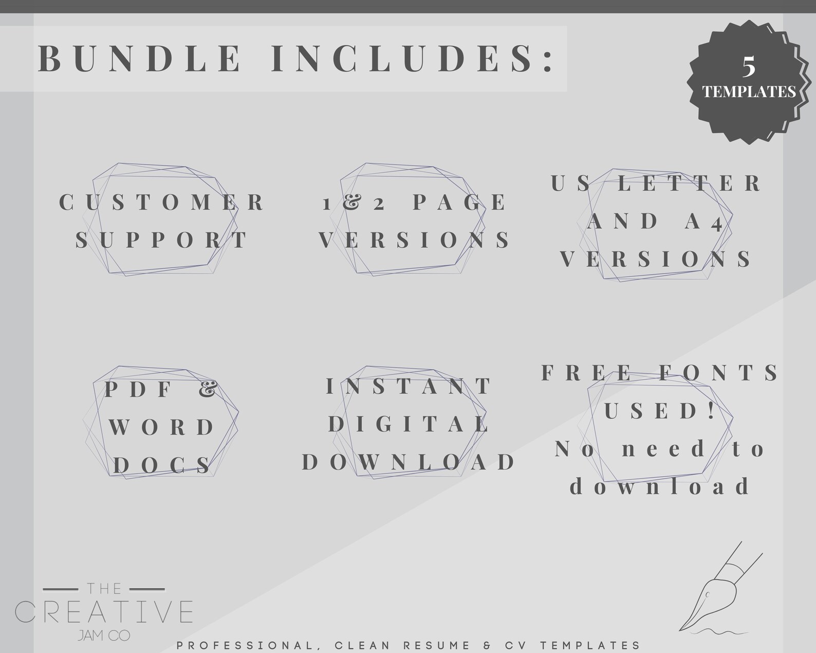 CV TEMPLATE Bundle Resume Word. Professional Resume Bundle. Minimalist ...
