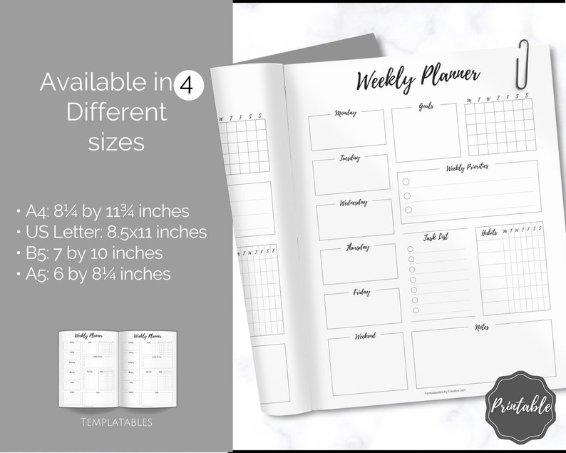 Weekly Planner Bullet Journal Template Bujo Weekly Schedule - Etsy