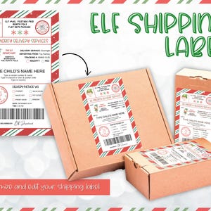 Elf Shipping Label, EDITABLE TEMPLATE, North Pole Mail Sticker, Elf ...