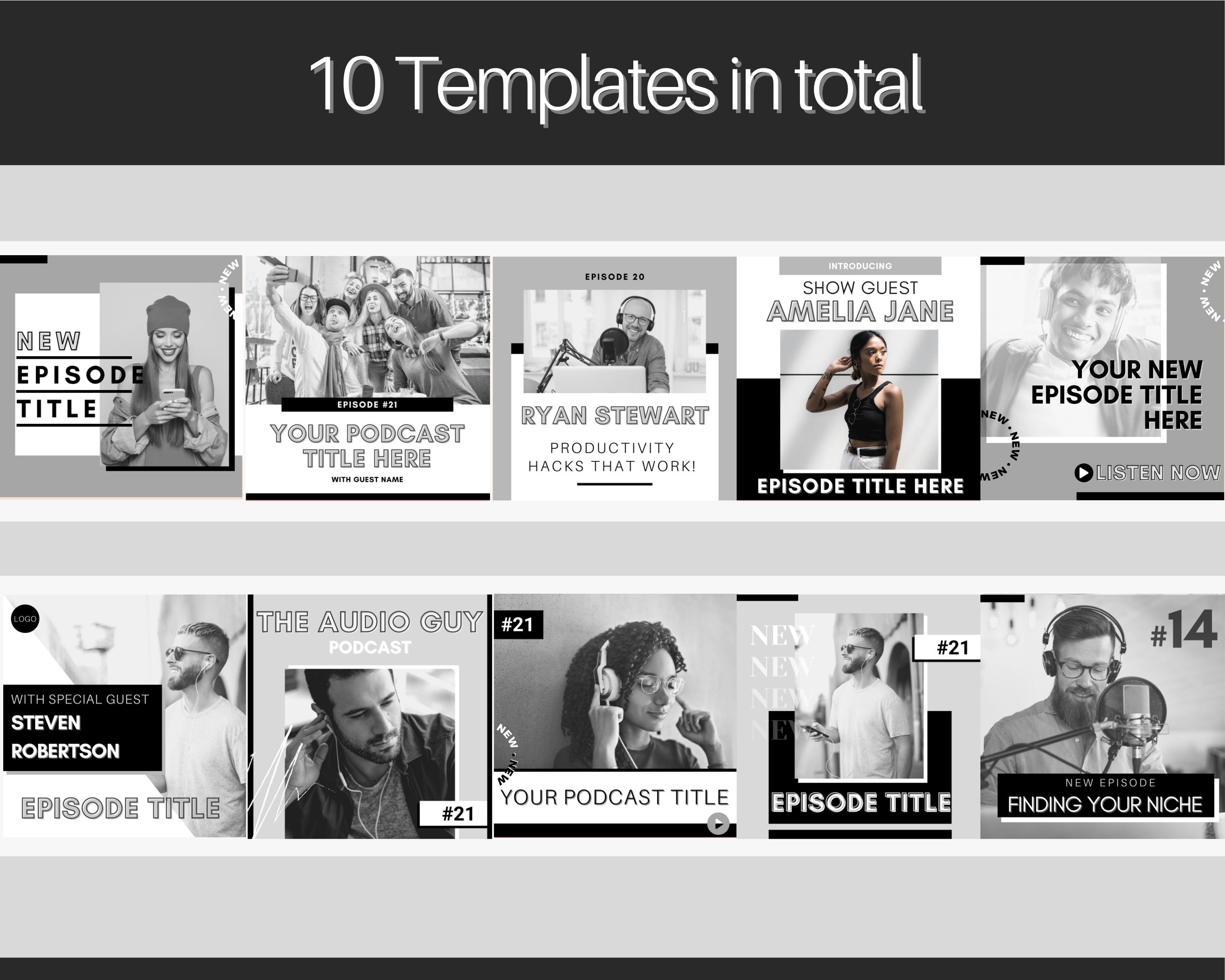 10 Editable Podcast Cover Art Templates. Podcast Canva BUNDLE. Pod Cast ...