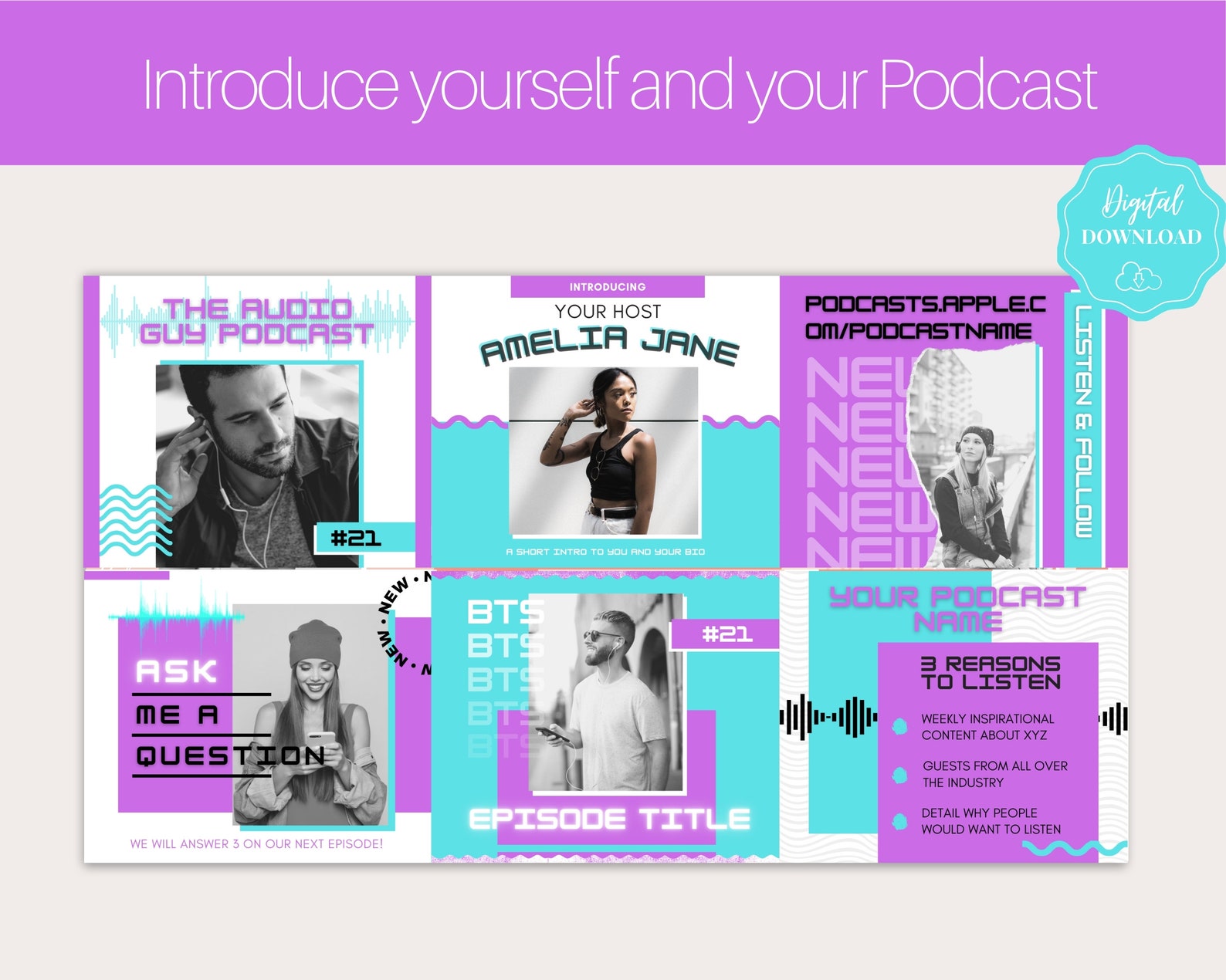 20 Podcast Facebook Post Templates. Editable Social Media - Etsy