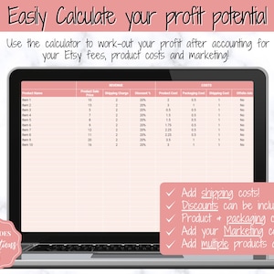 Etsy Profit Calculator, Pricing Spreadsheet for Small Business & Etsy ...
