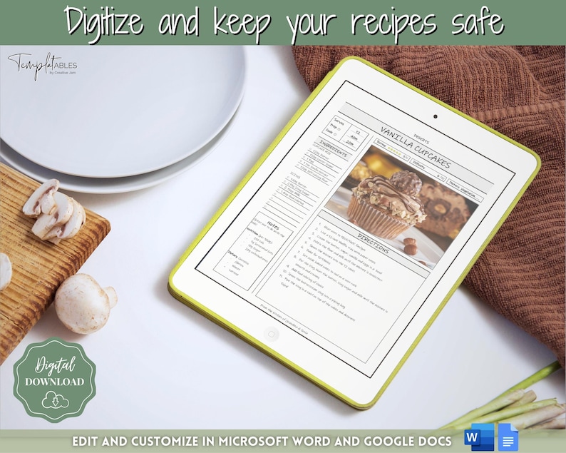 EDITABLE Recipe Sheet Template Recipe Book Template Recipe - Etsy