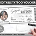 Tattoo Ticket Template, EDITABLE Tattoo Gift Card, Tattoo Gift Voucher ...