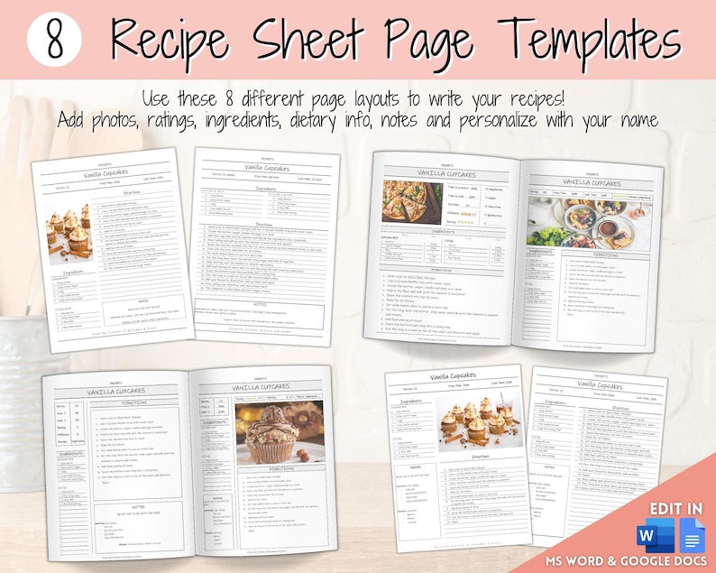 Recipe Binder Template Bundle EDITABLE Recipe Book Template - Etsy