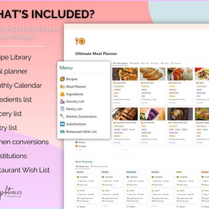 Notion Meal Planner Template, Recipe Manager, Grocery List, Digital ...
