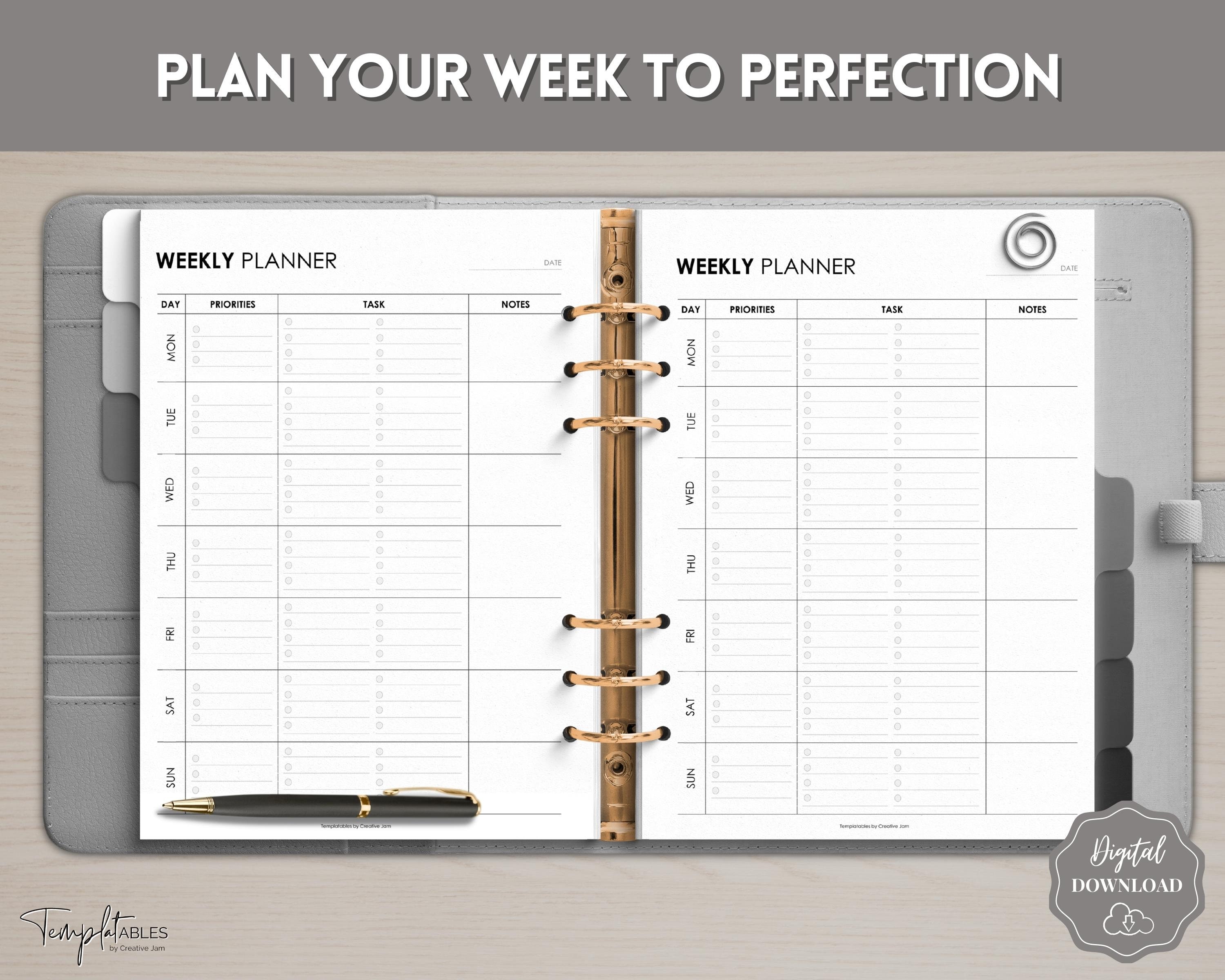 EDITABLE Weekly Schedule Weekly Planner Templates Week at a - Etsy Canada