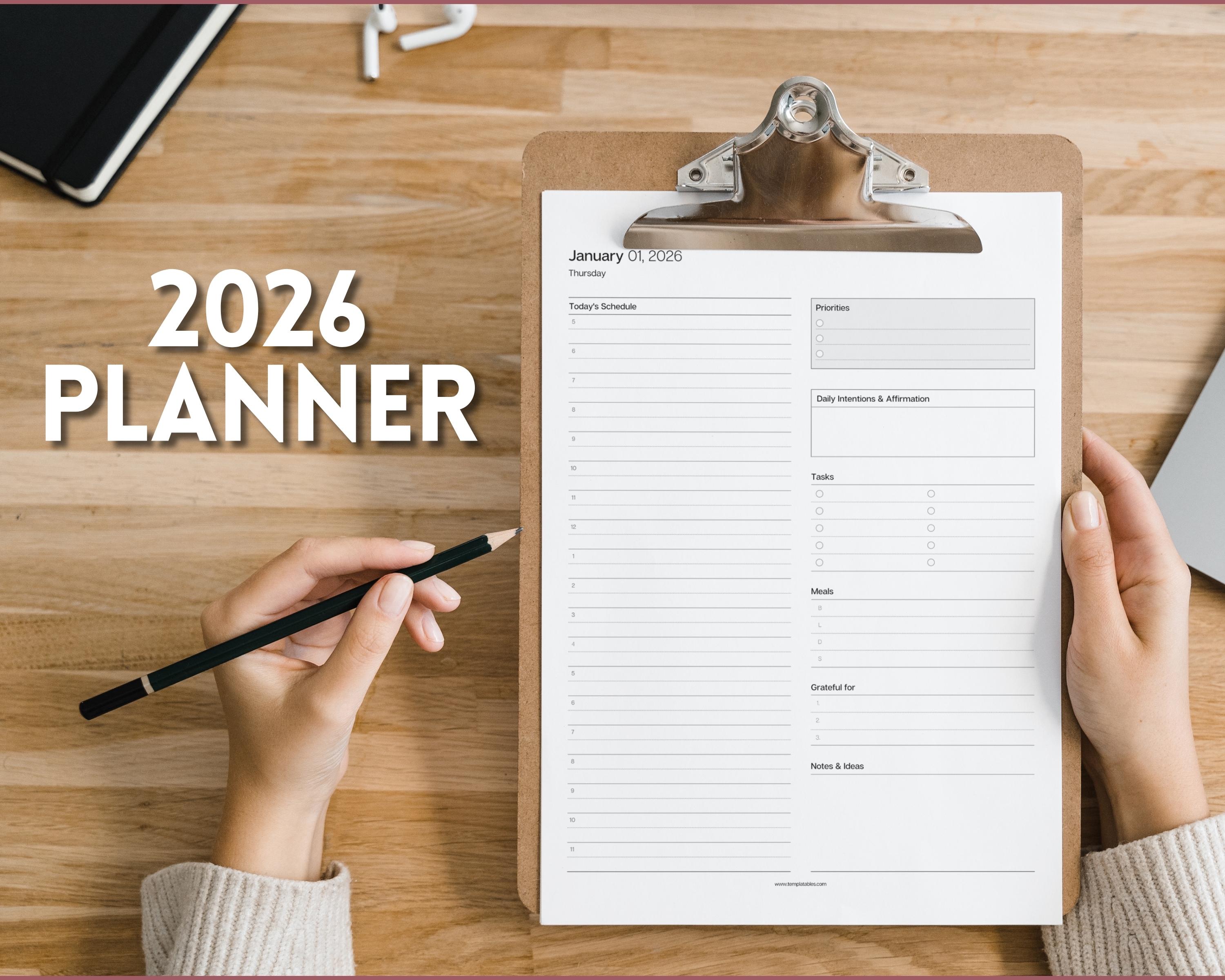 2026 Planner, DATED 2026 Printable Planner, Daily, Weekly, Monthly ...