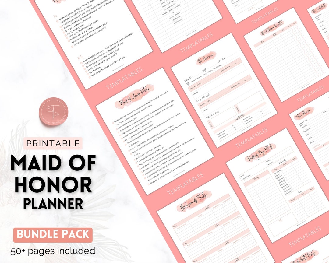 50pg Maid of Honor Planner,matron of Honor Wedding Planner Bundle, MOH ...