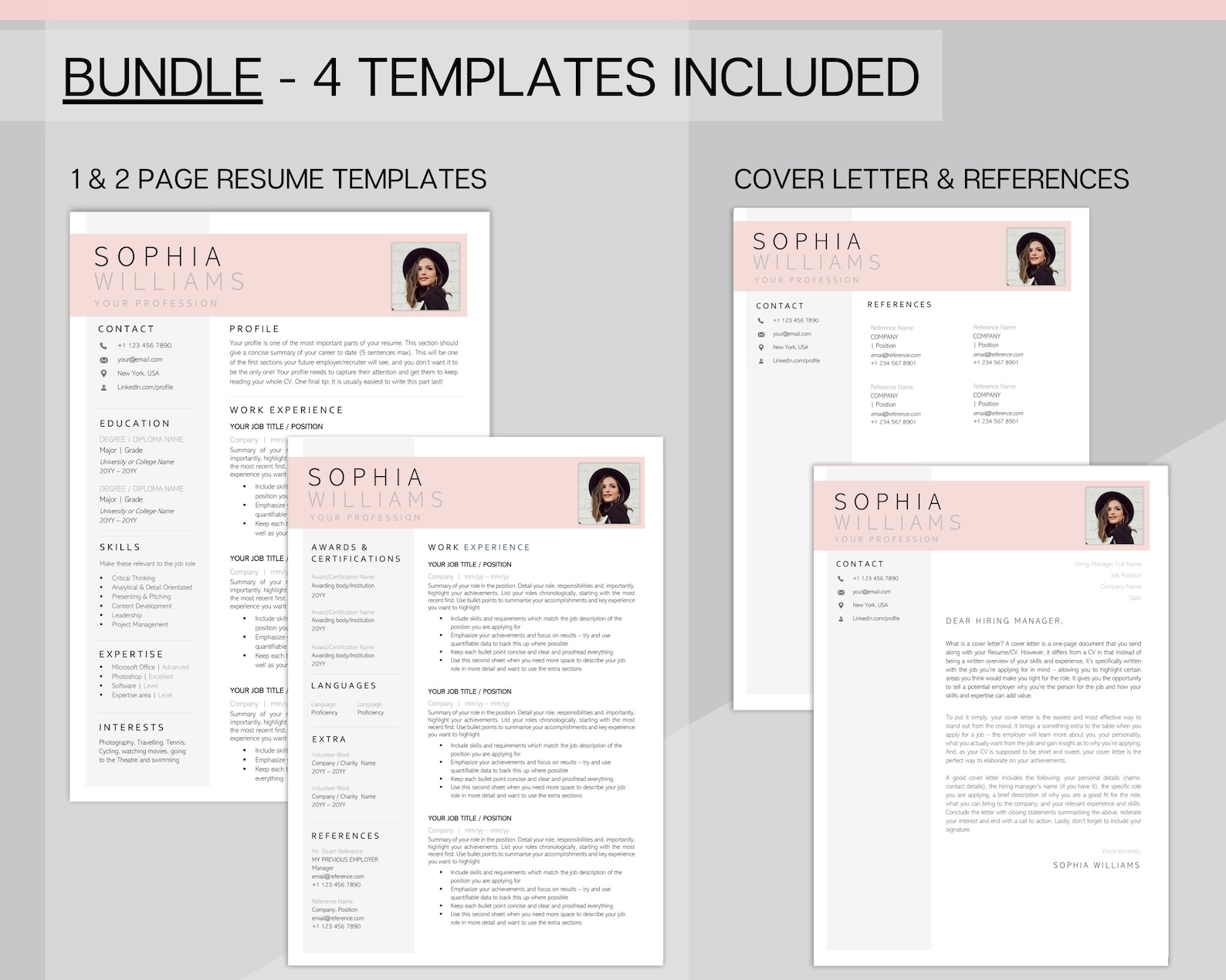 2 Page Resume Template Word. CV Template Professional, CV Design ...