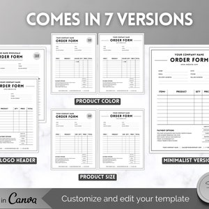 Order Form Template, EDITABLE Order Form Bundle, Canva Template, Small ...